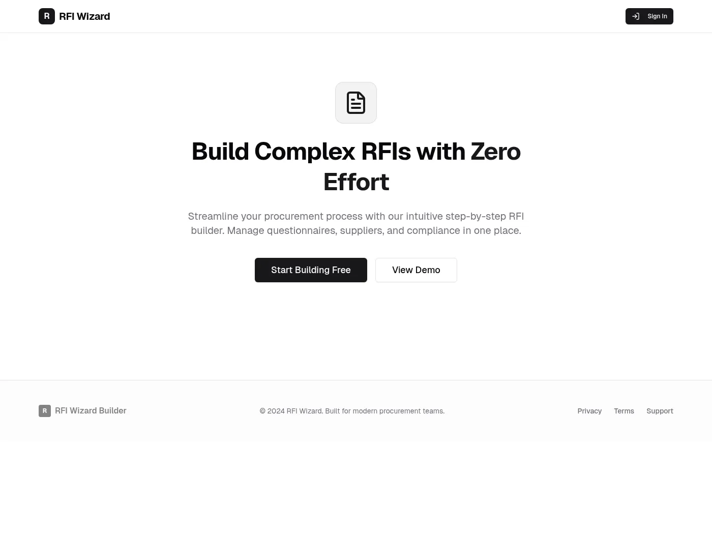 RFI Wizard Builder