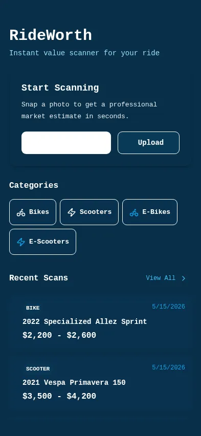 RideWorth Scanner