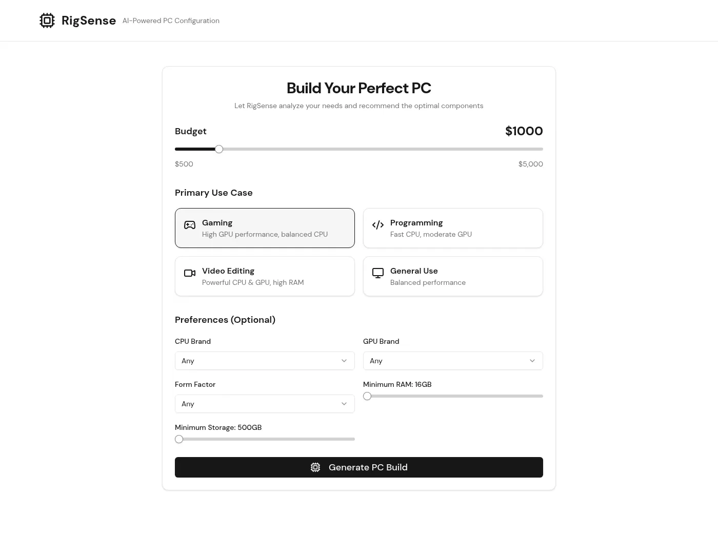 RigSense PC Configurator