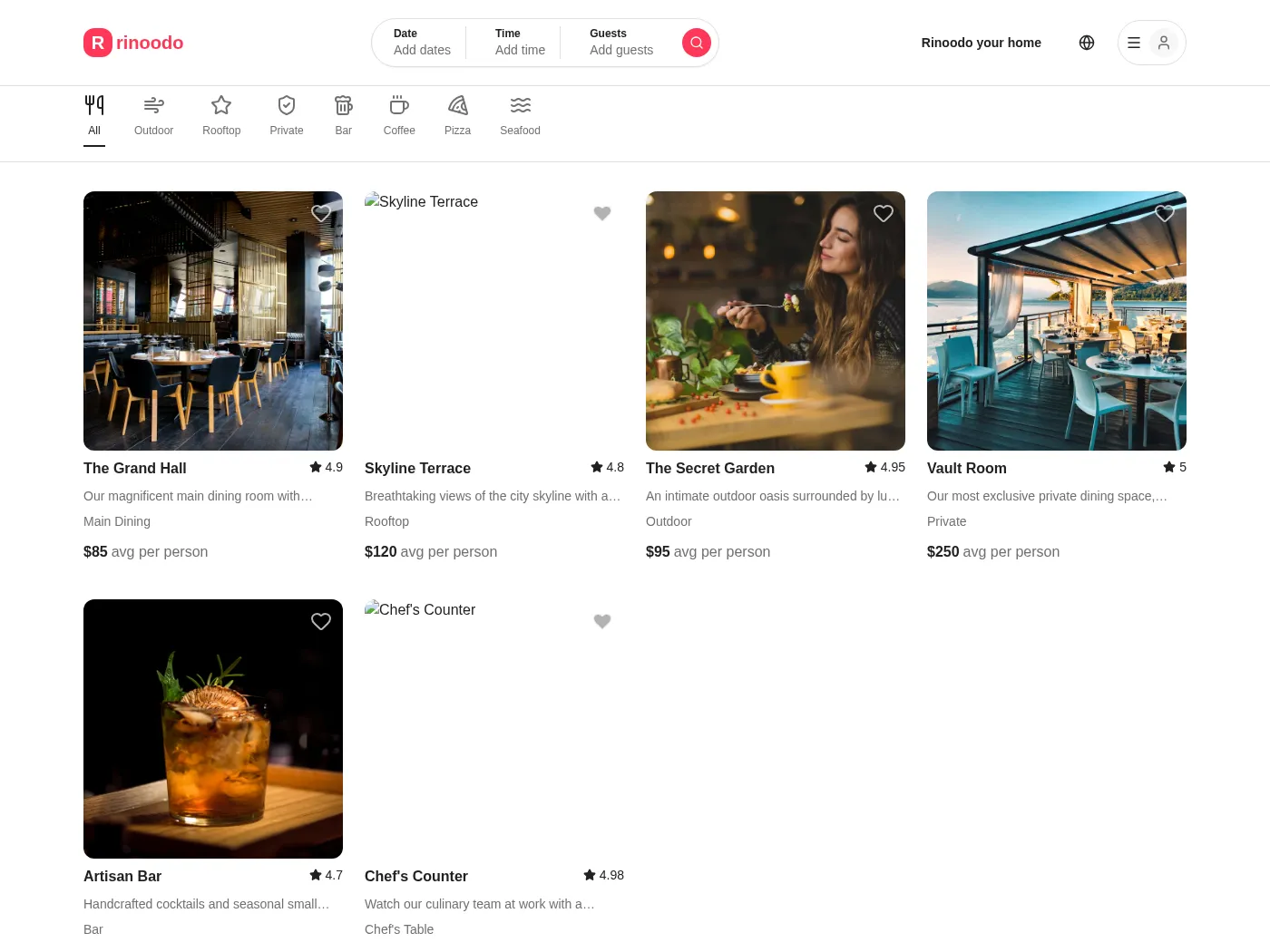 Rinoodo Restaurant Website