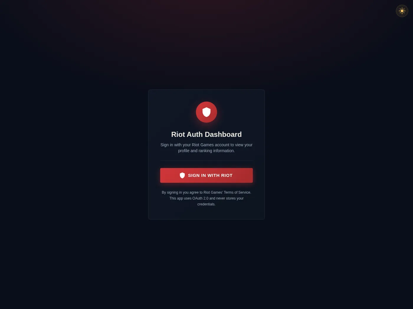 Riot Auth Dashboard