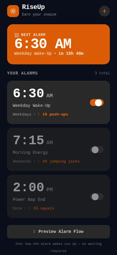 RiseUp Alarm App