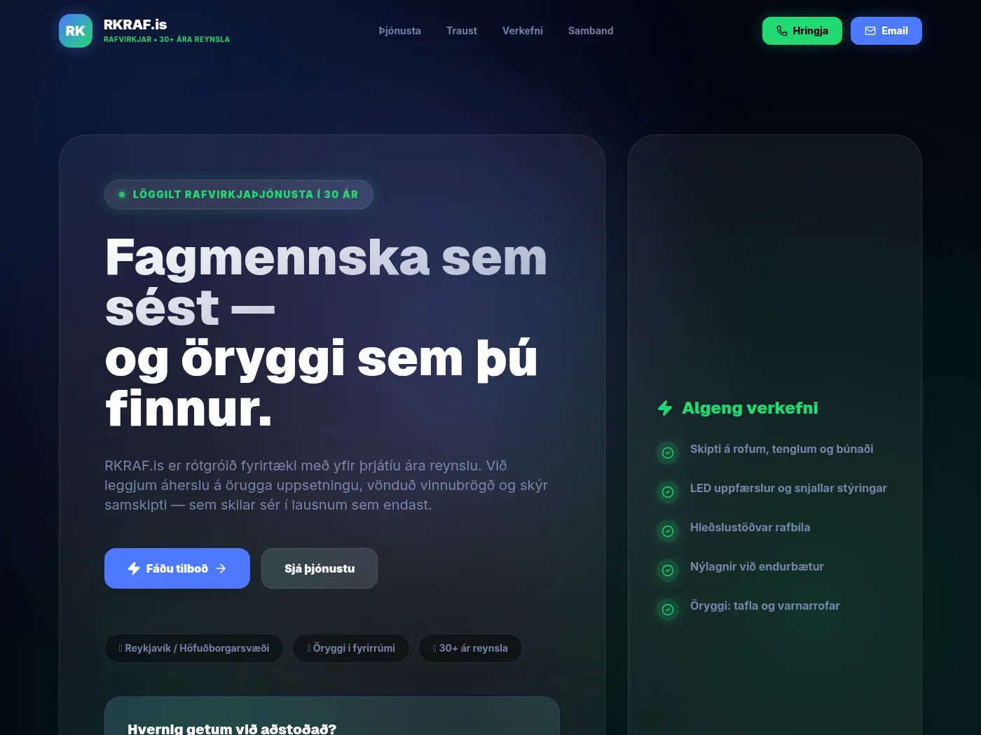 RKRAF.is Landing Page