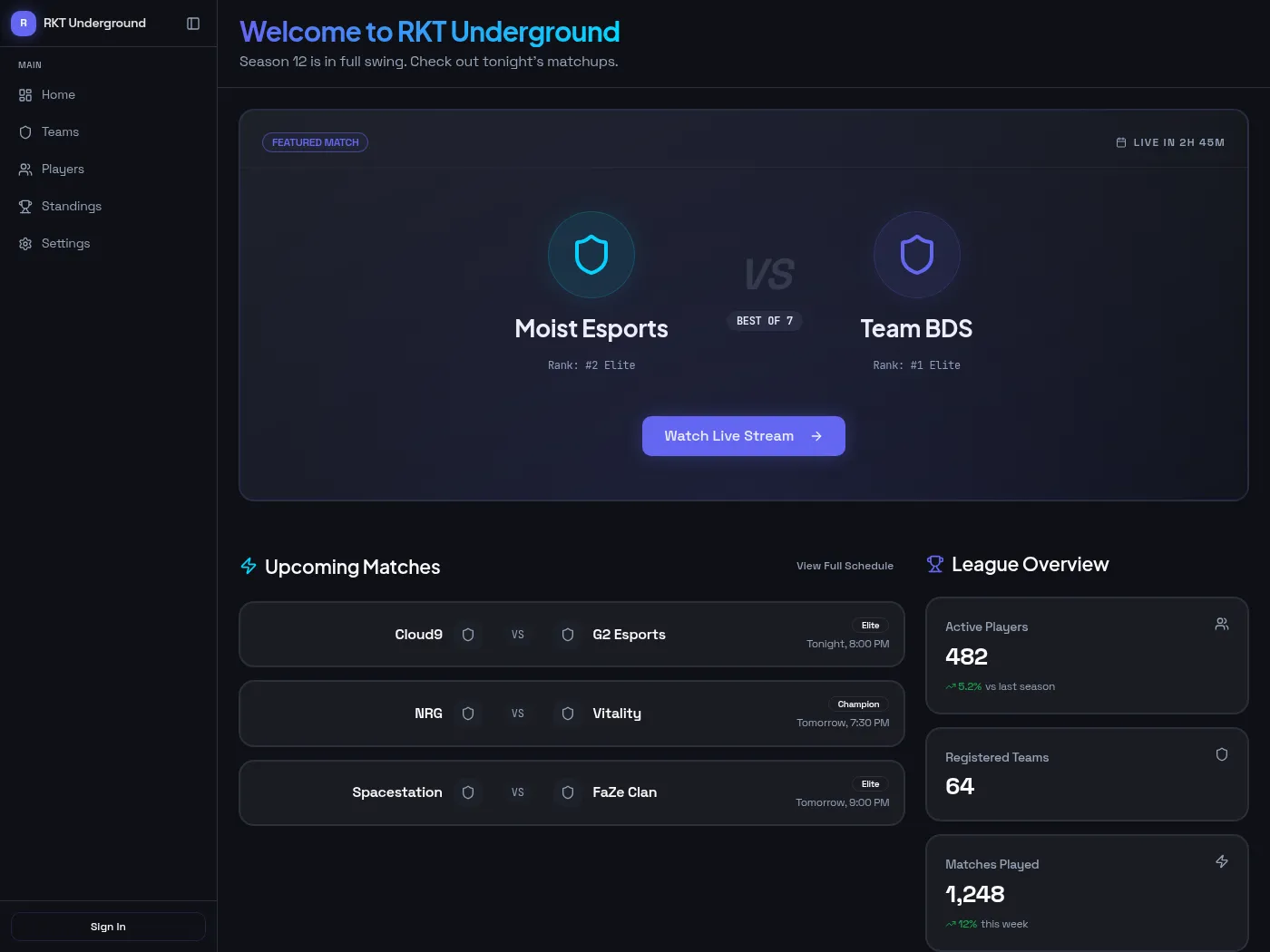 Rocket Underground League Hub