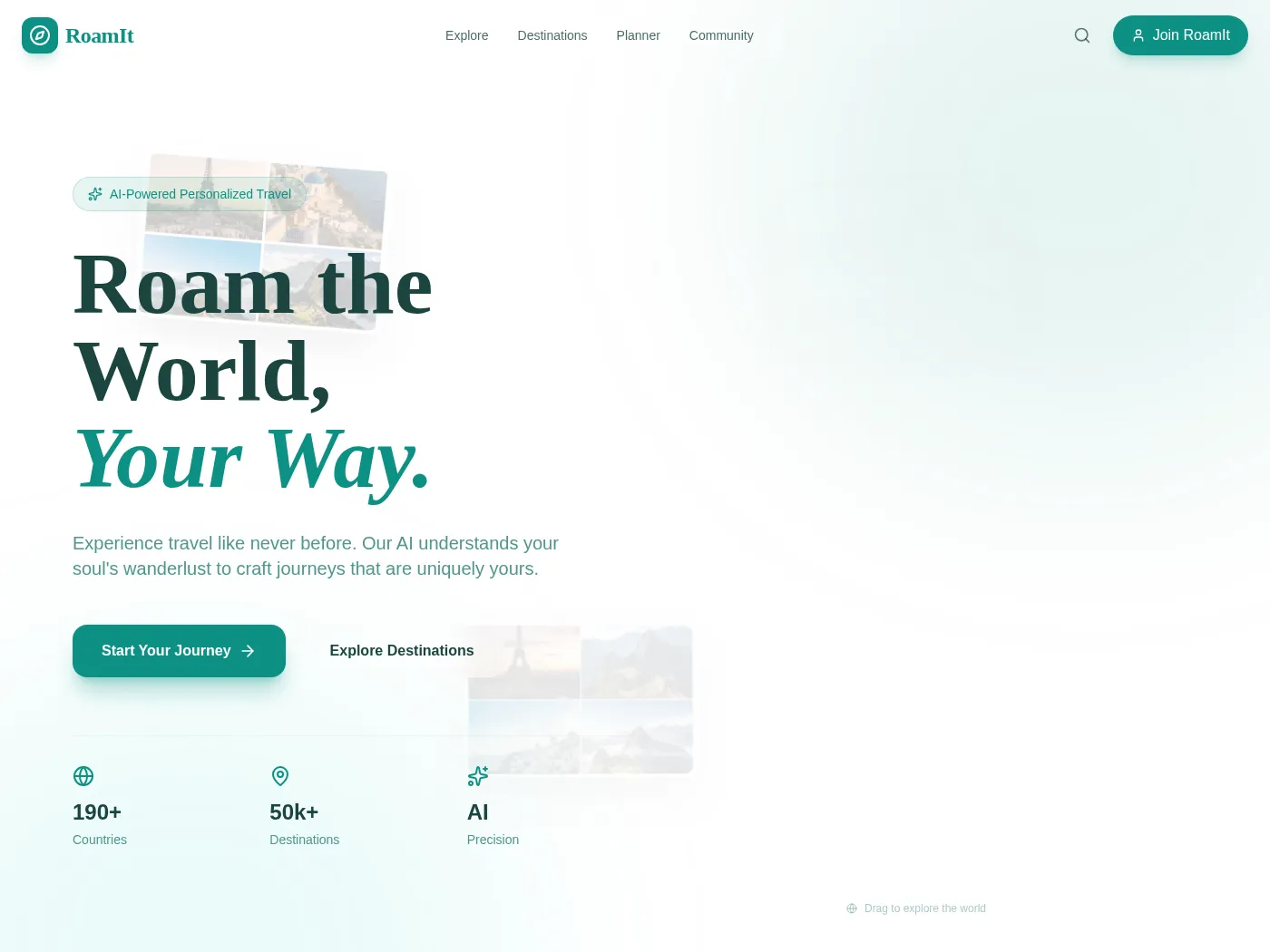 RoamIt 3D Travel Landing