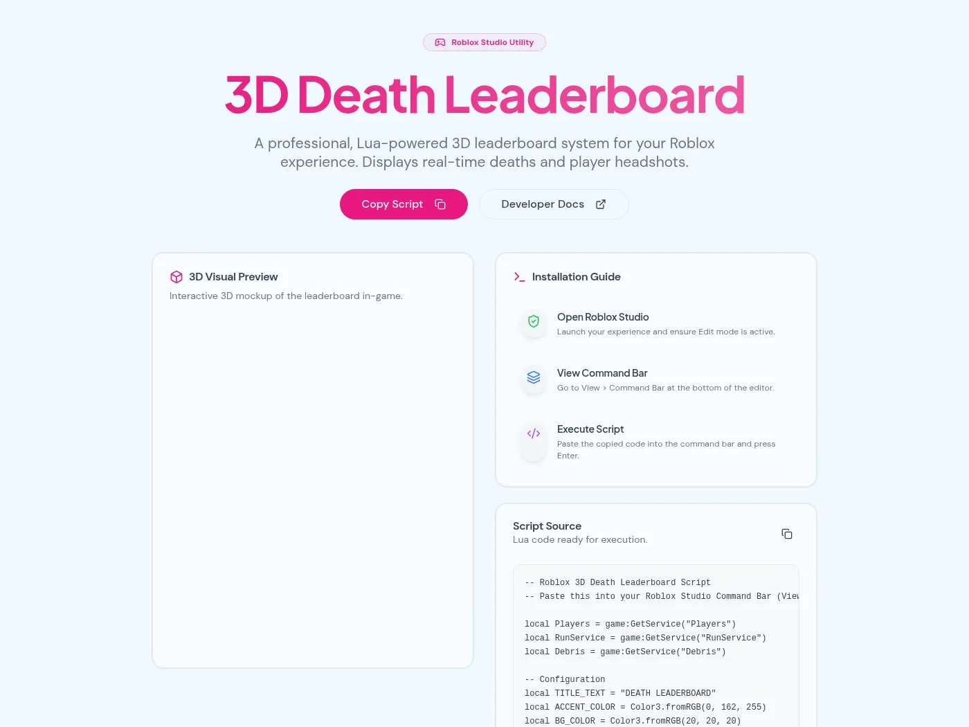 Roblox 3D Death Leaderboard