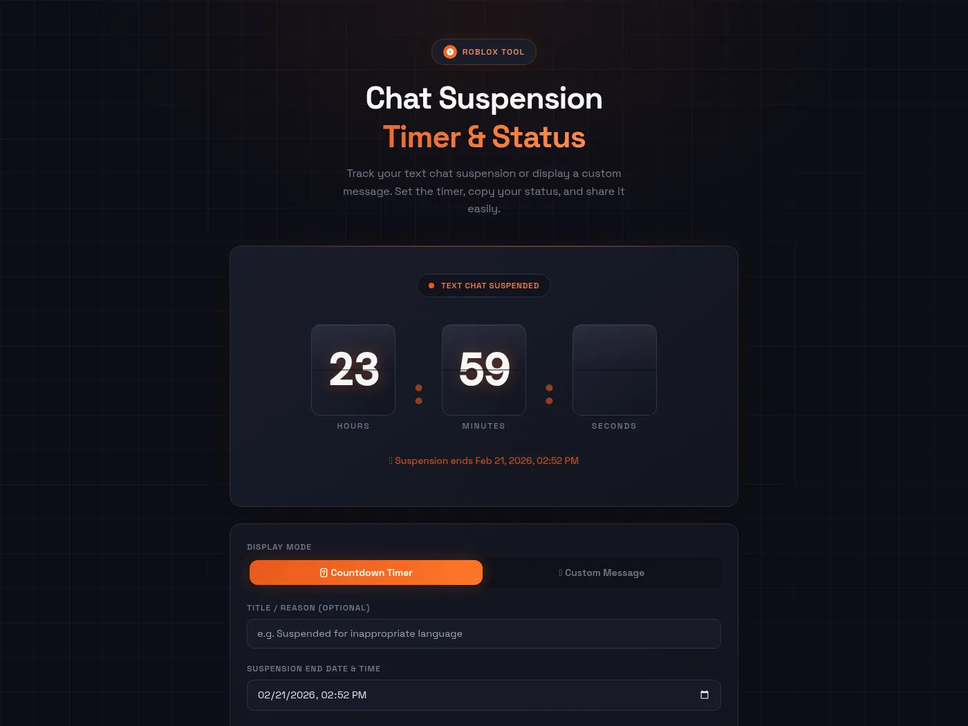 Roblox Chat Suspension Timer