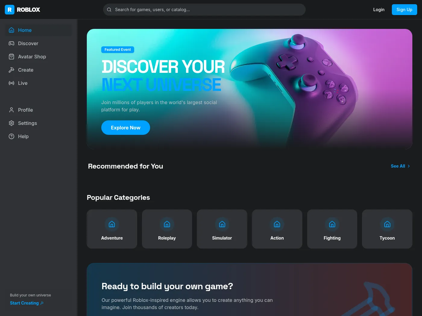 Roblox Clone Platform