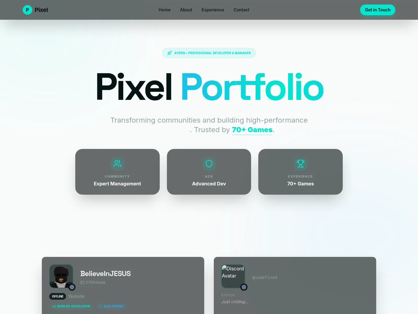 Roblox & Discord Portfolio