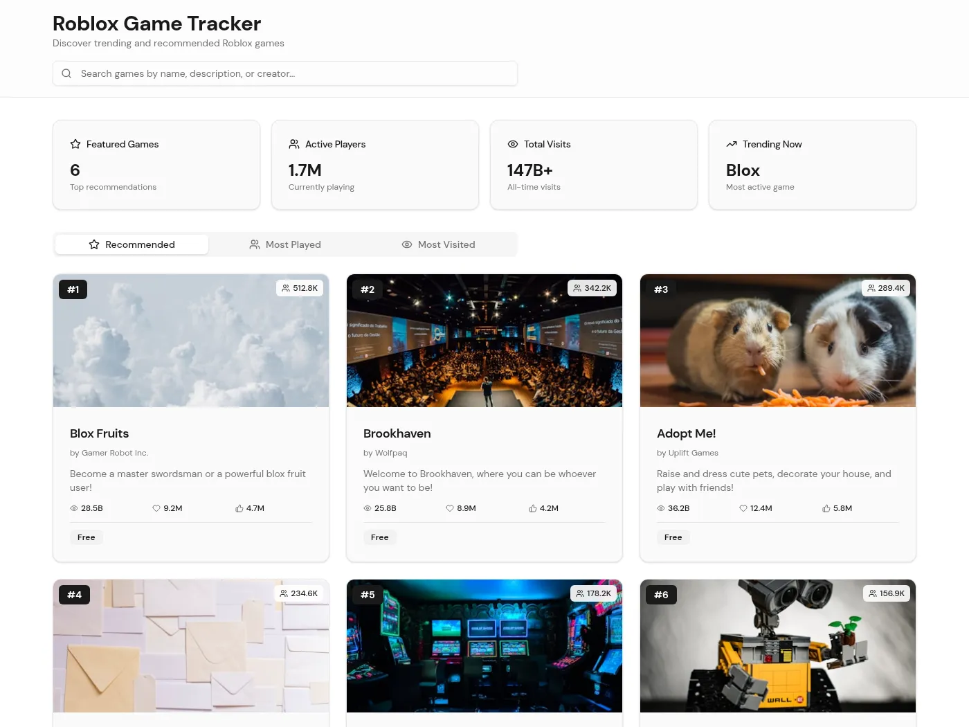 Roblox Game Tracker