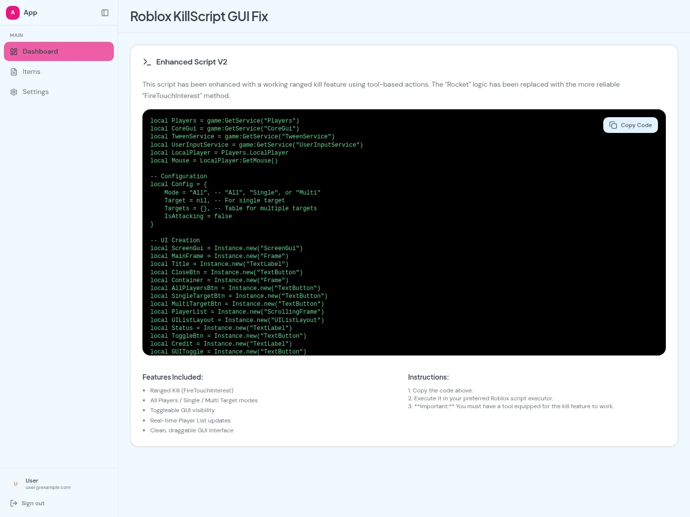 Roblox KillScript GUI Fix