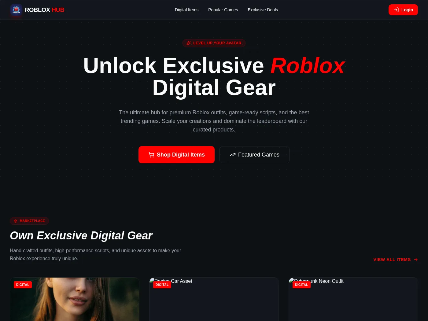 Roblox Hub Landing Page