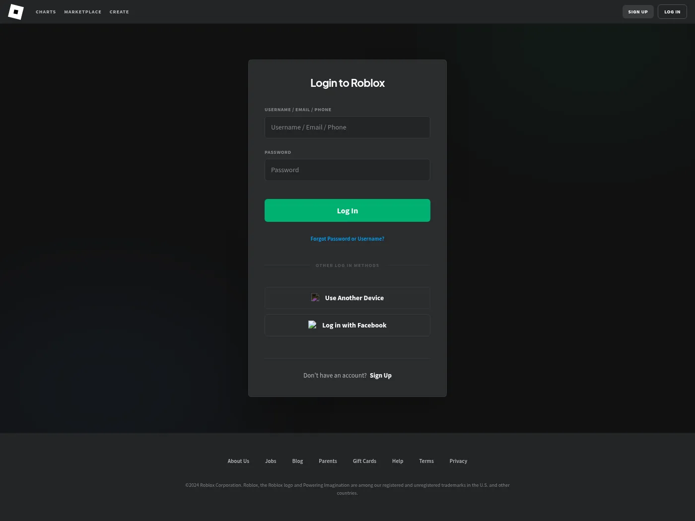 Roblox Login Clone