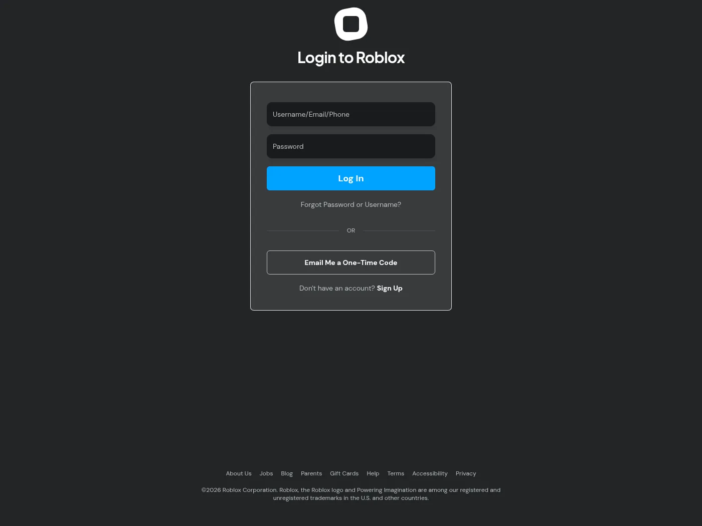 Roblox Login Clone