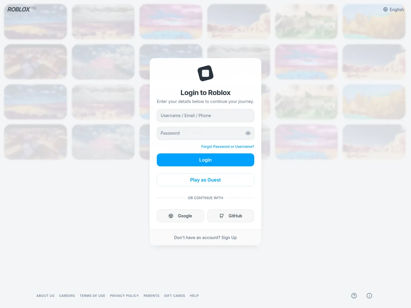 Roblox Login Menu