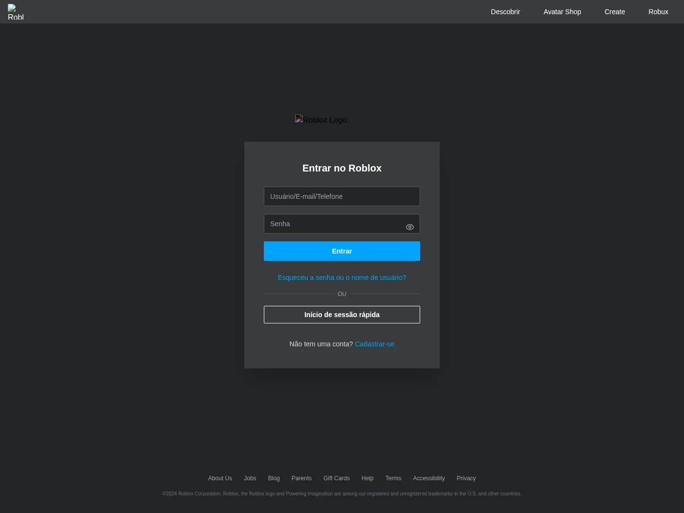 Roblox Login Clone