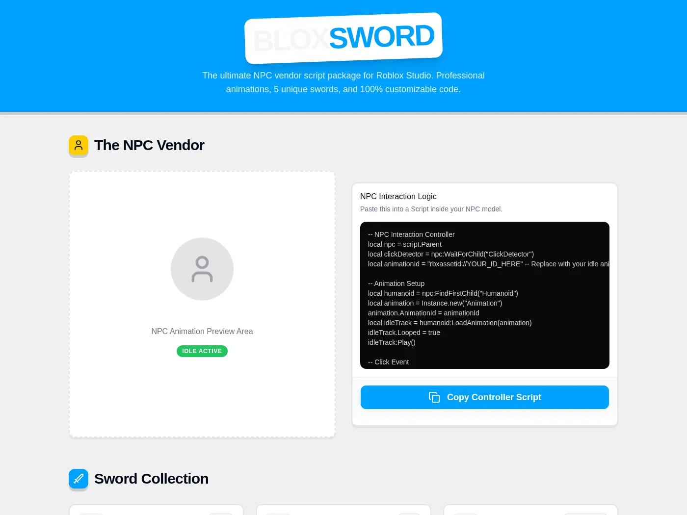 Idle NPC Sword Vendor