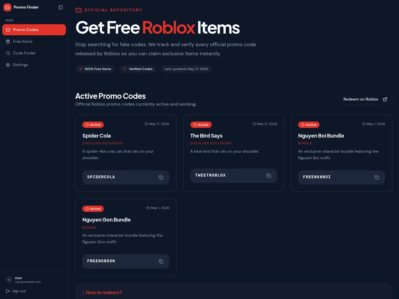 Roblox Promo Finder