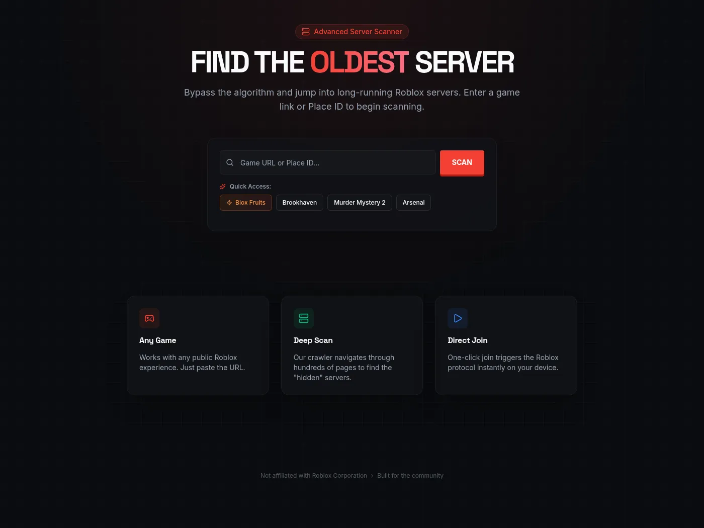 Roblox Oldest Server Finder