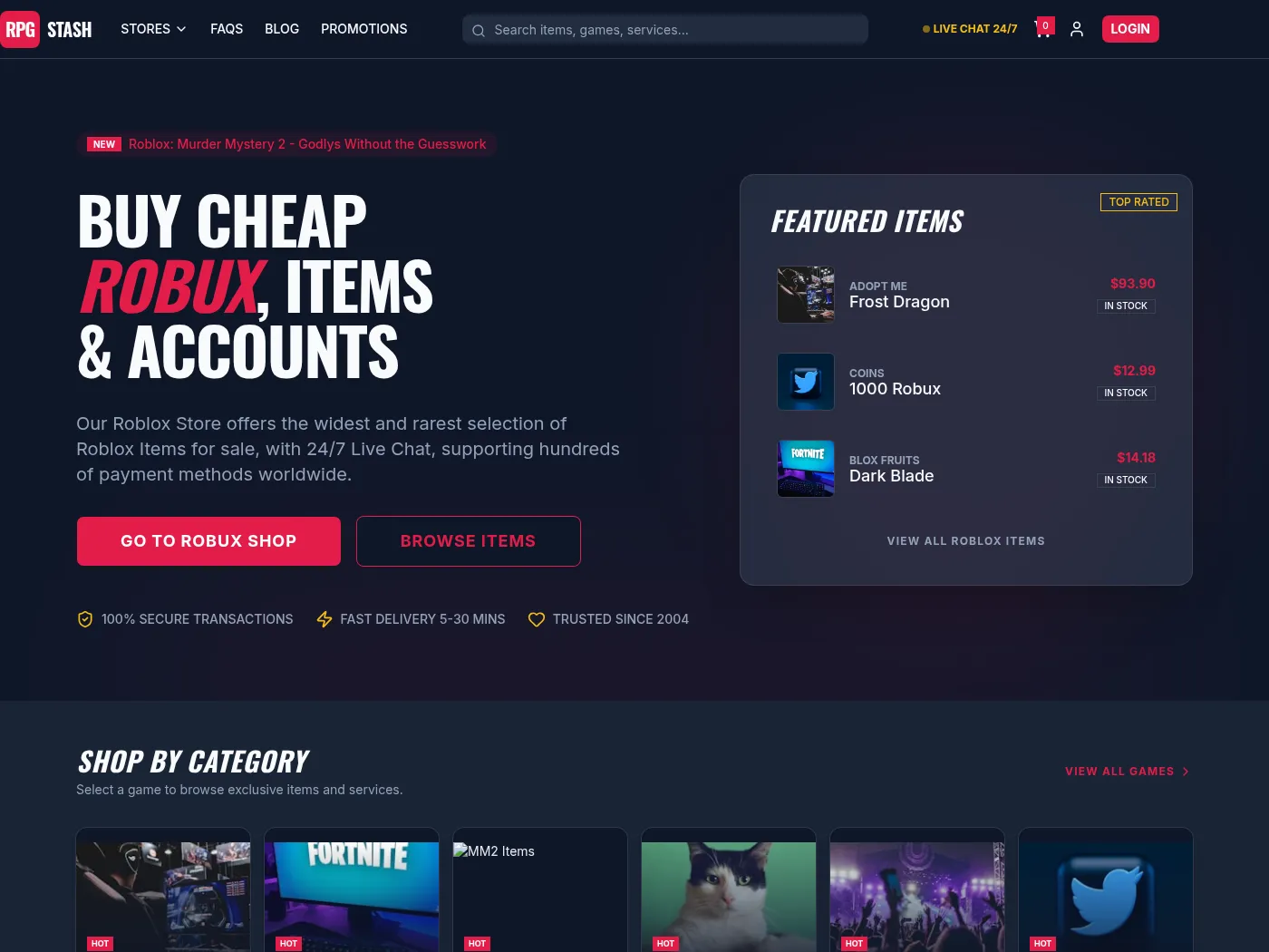 RPGStash Roblox Store Clone