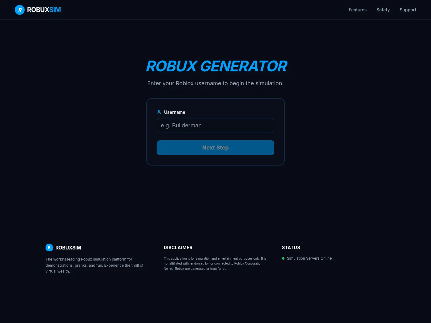 Robux Simulator Web