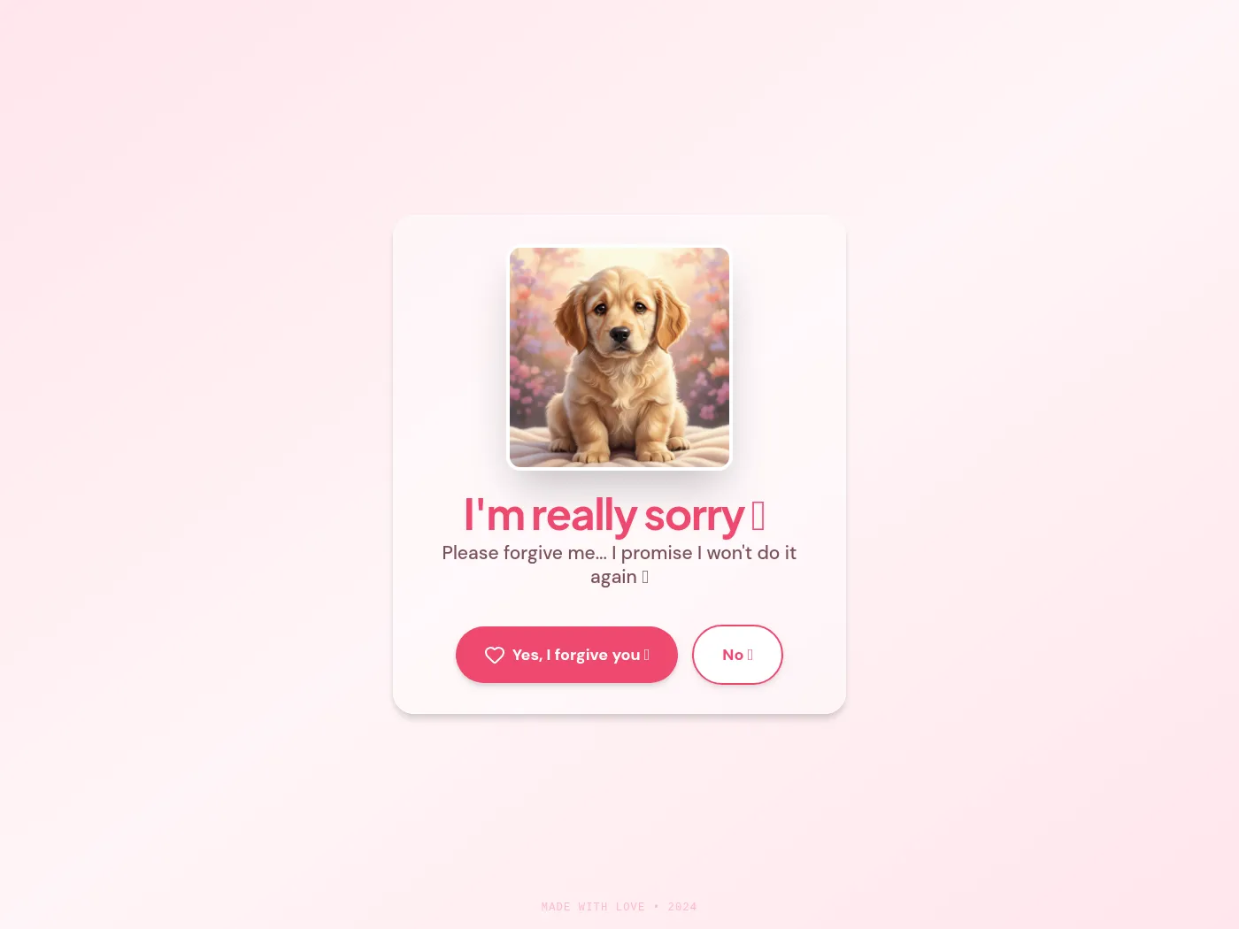 Romantic Apology Page