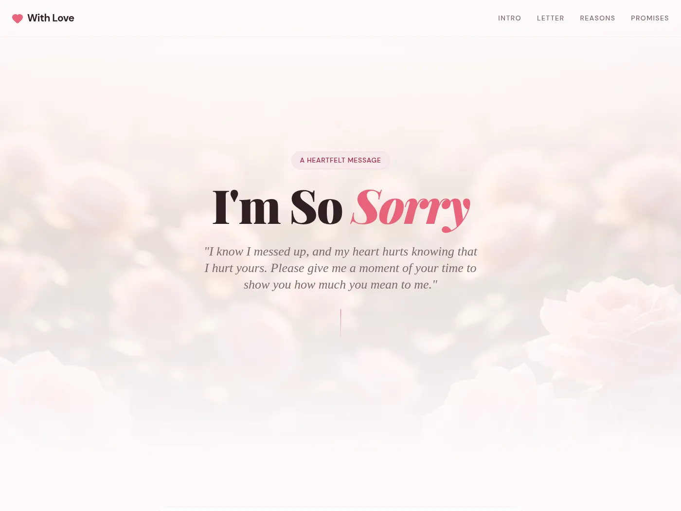 Love Apology Page