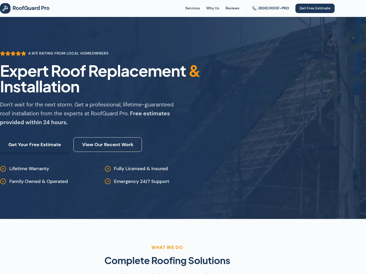 Roof Estimate Landing