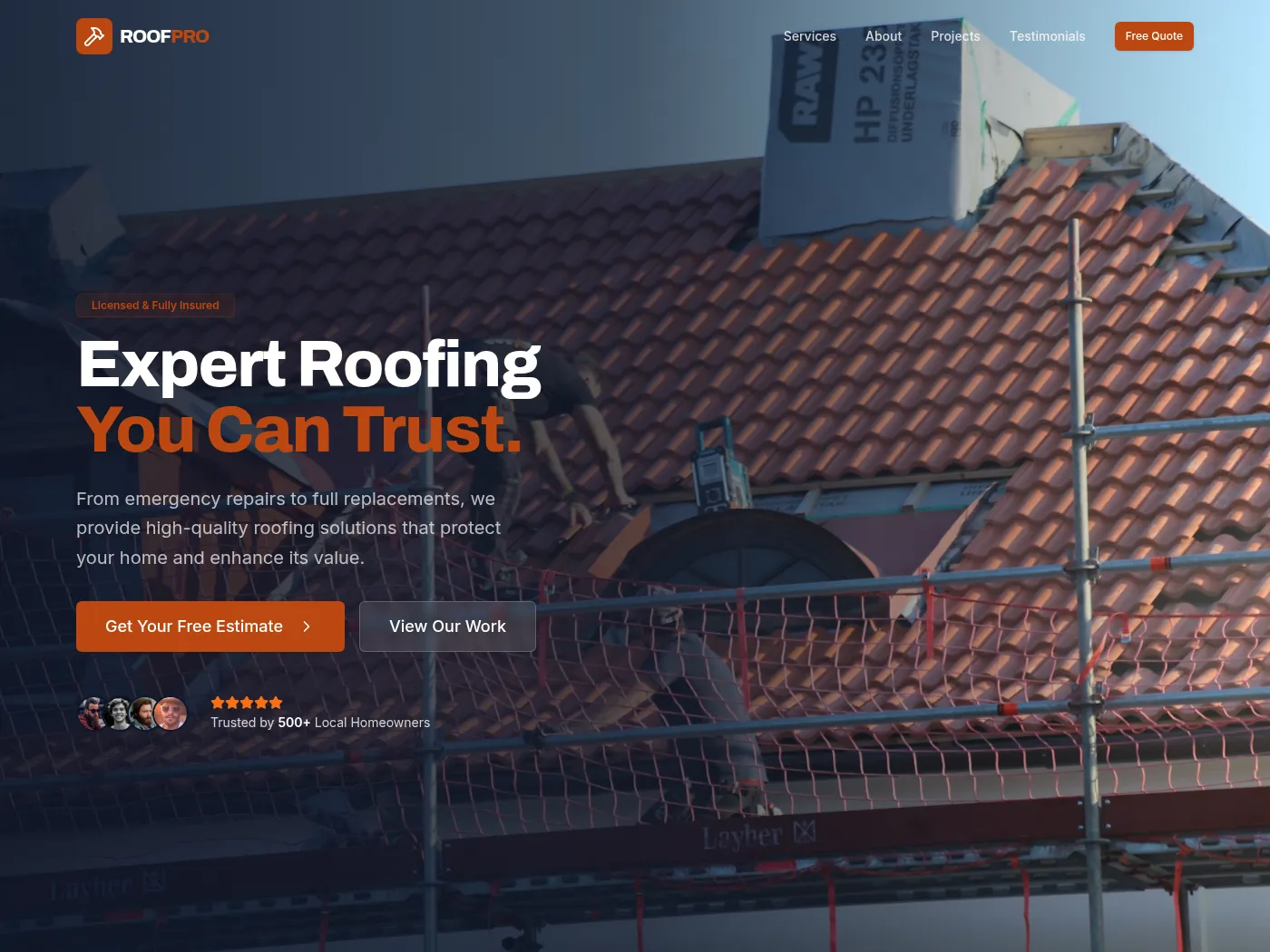 Roofer Lead Landing