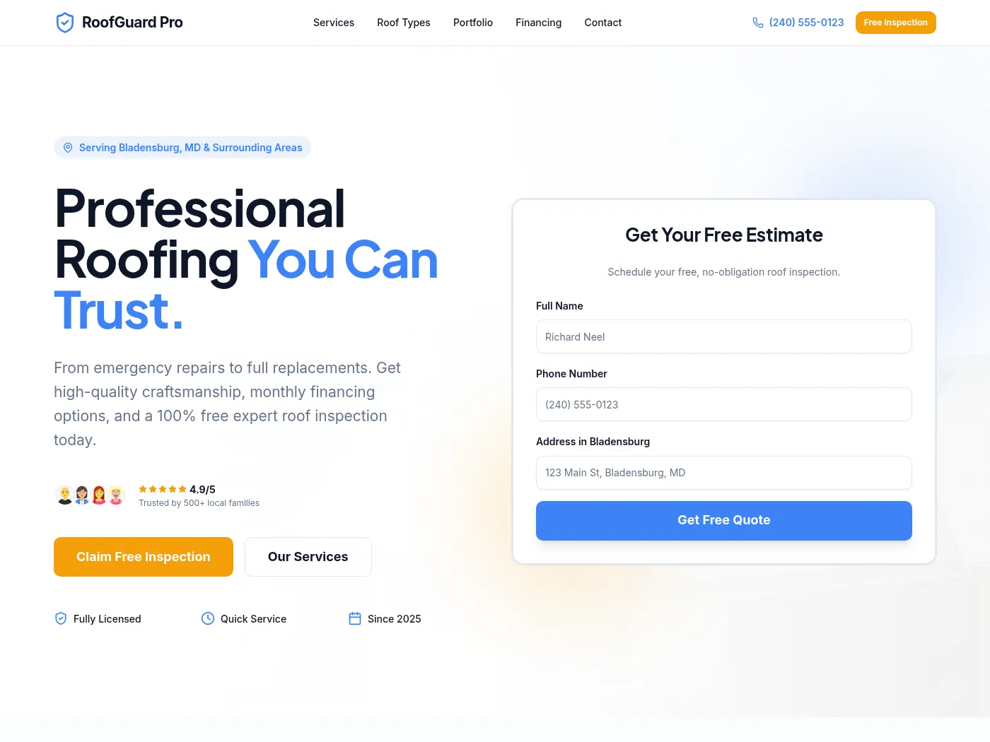 RoofGuard Pro Website