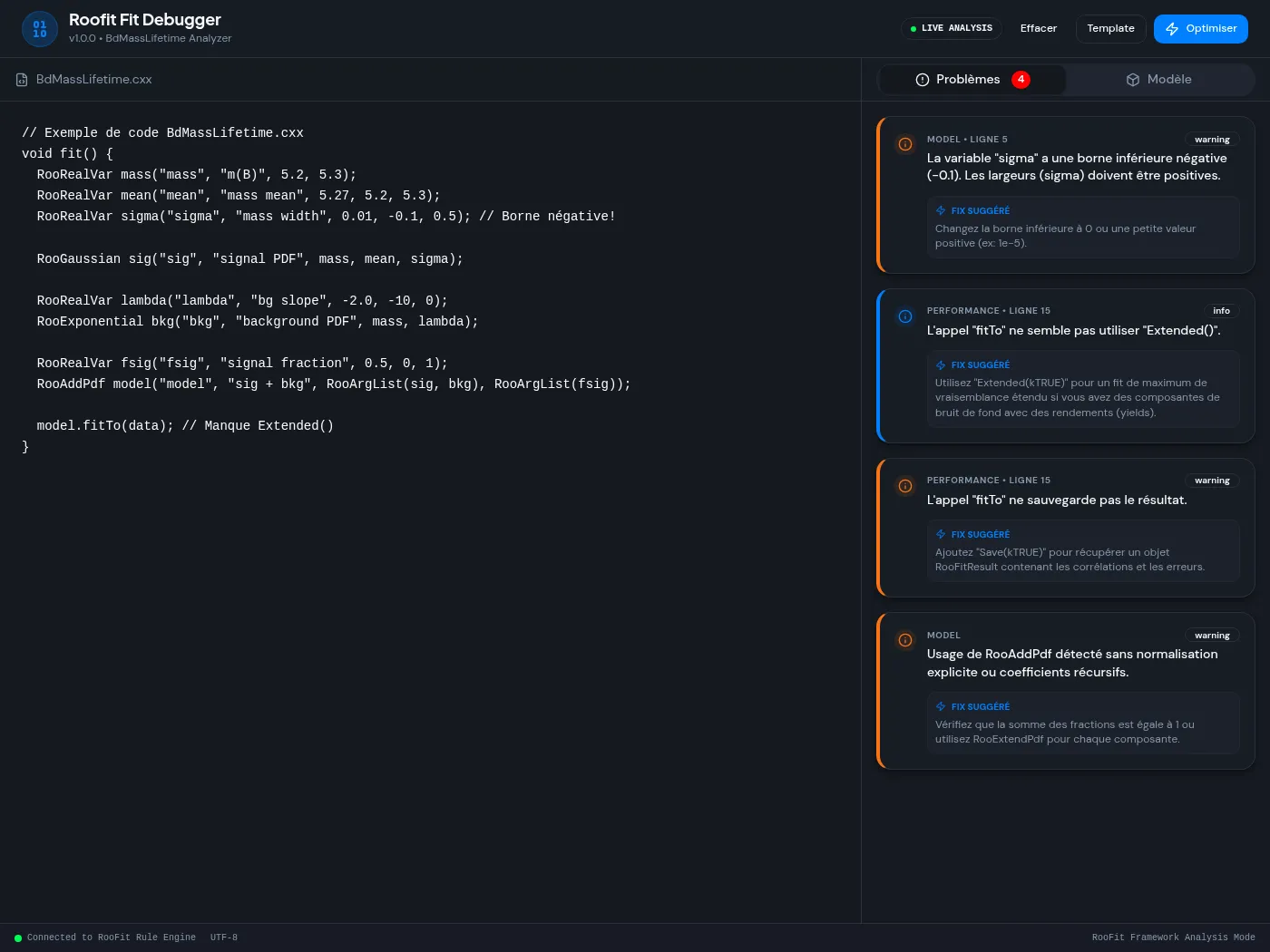 Roofit Fit Debugger