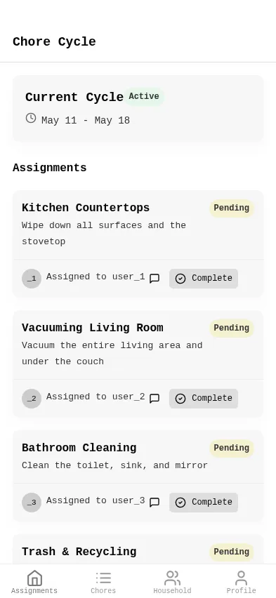 Roomie Chore Cycle