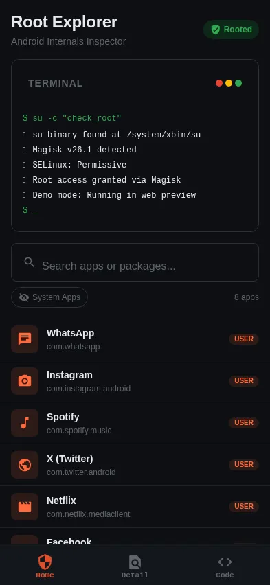 Root App Identifier Explorer