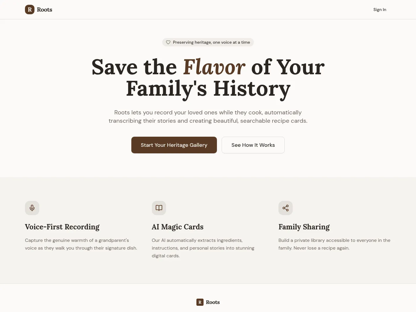 Roots Recipe Keeper