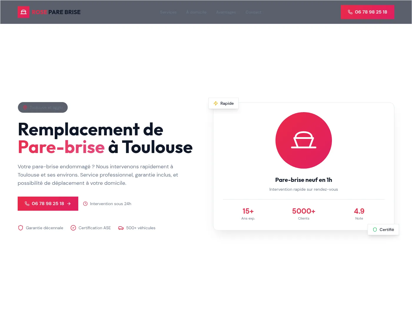 Rose Pare-Brise Web