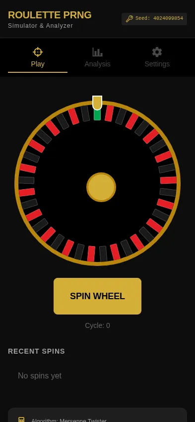 Roulette PRNG Simulator