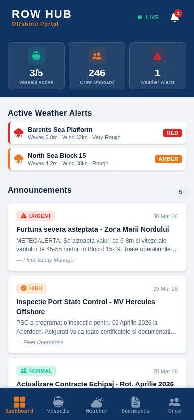 ROW HUB Offshore Portal