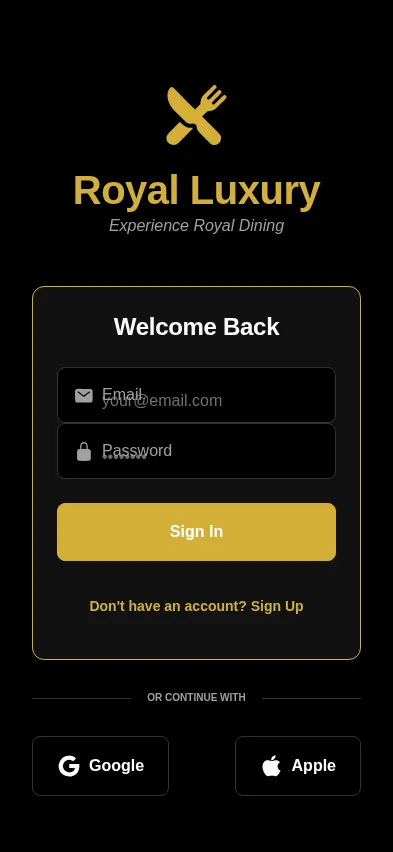 Royal Luxury Dining App