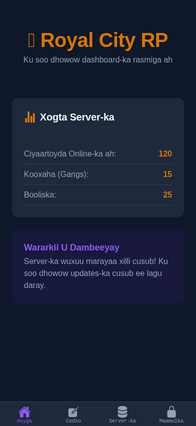 Royal City RP Dashboard