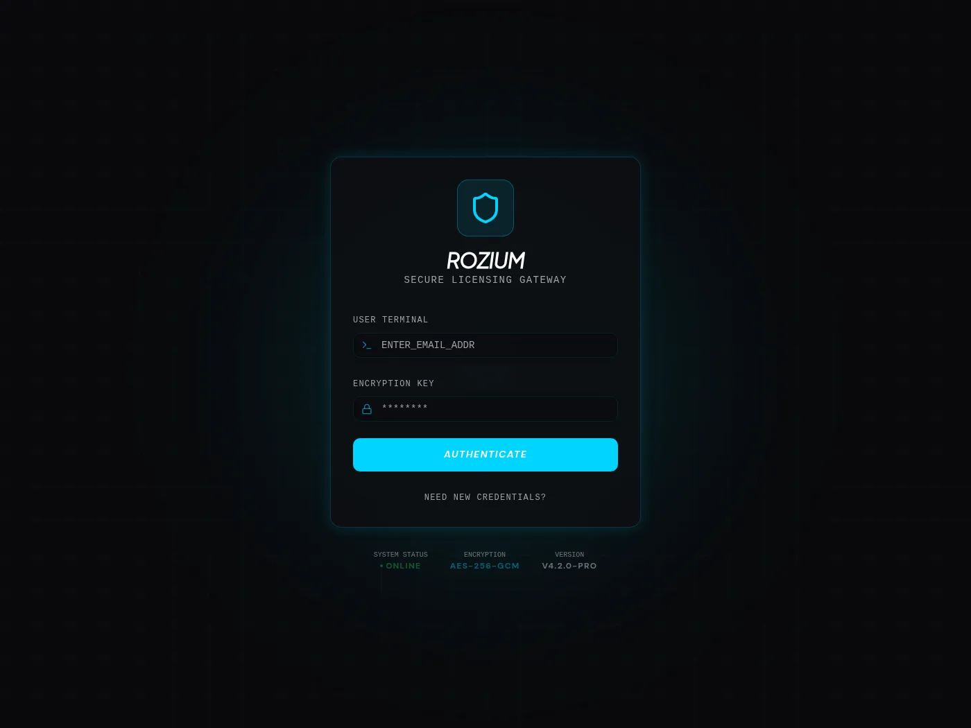 Rozium License Panel