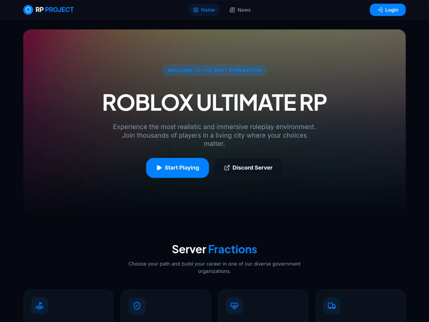 RolePlay Server Portal