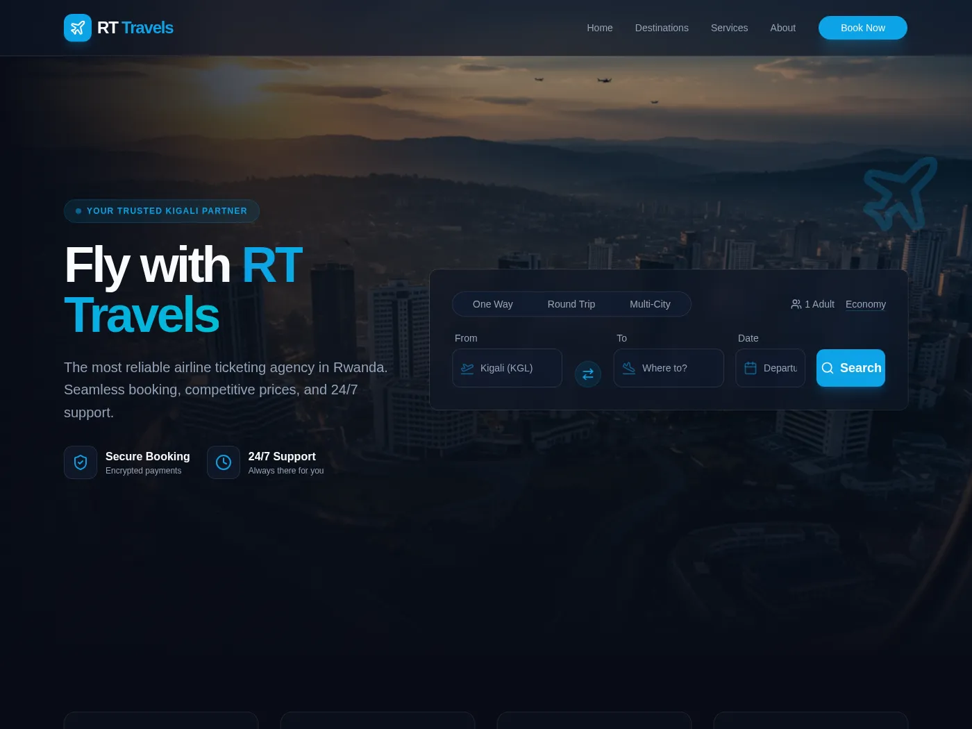RT Travels Landing Page