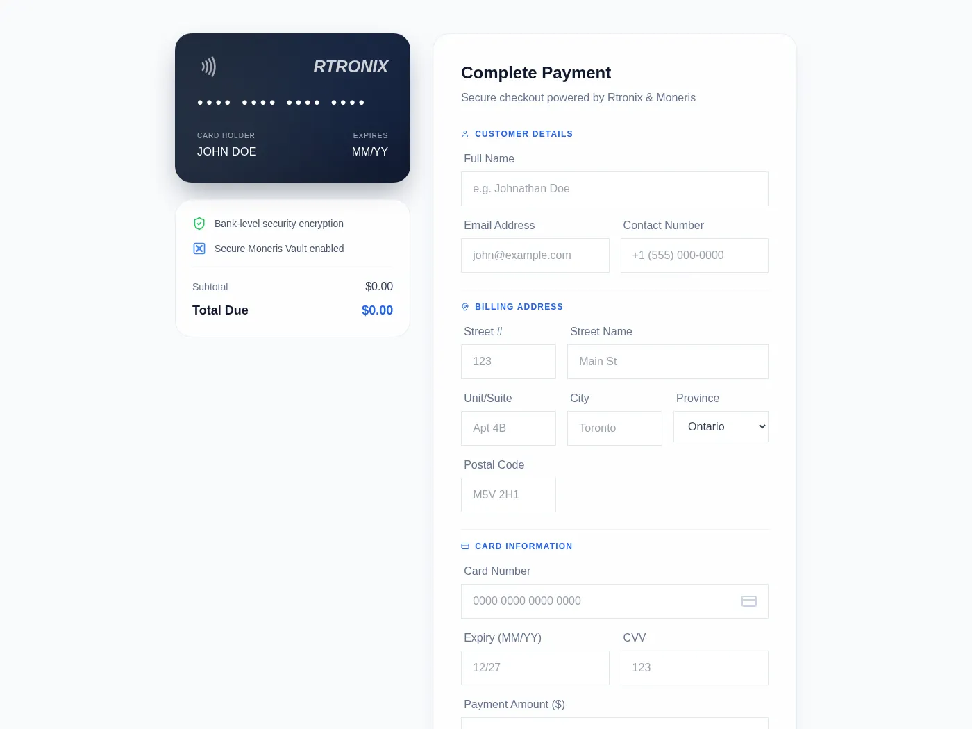 Rtronix Payment Portal