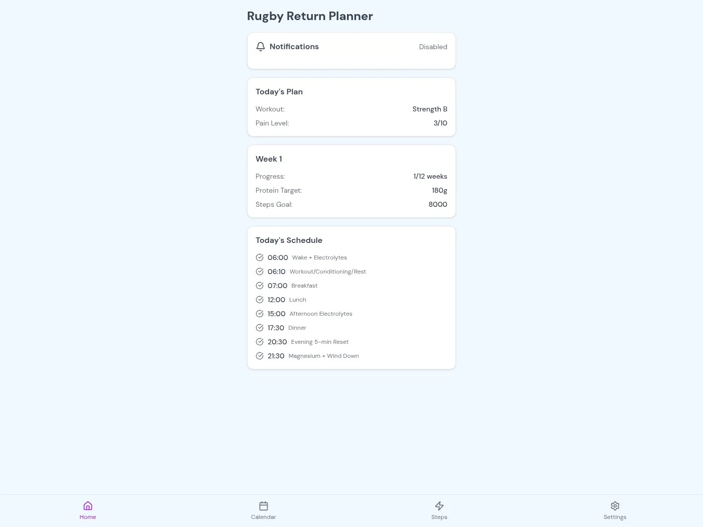 Rugby Return Planner Plus