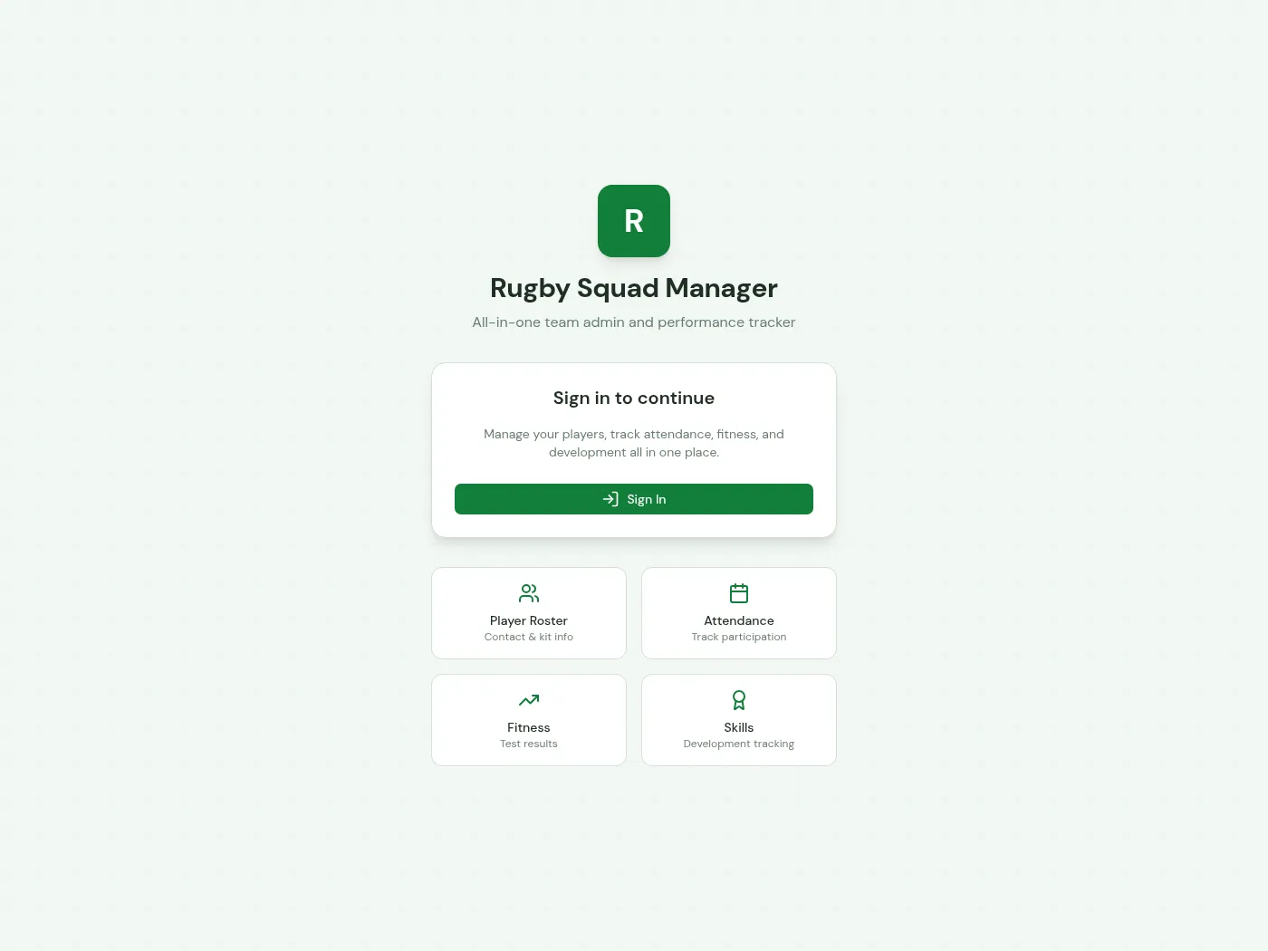 Rugby Squad Manager