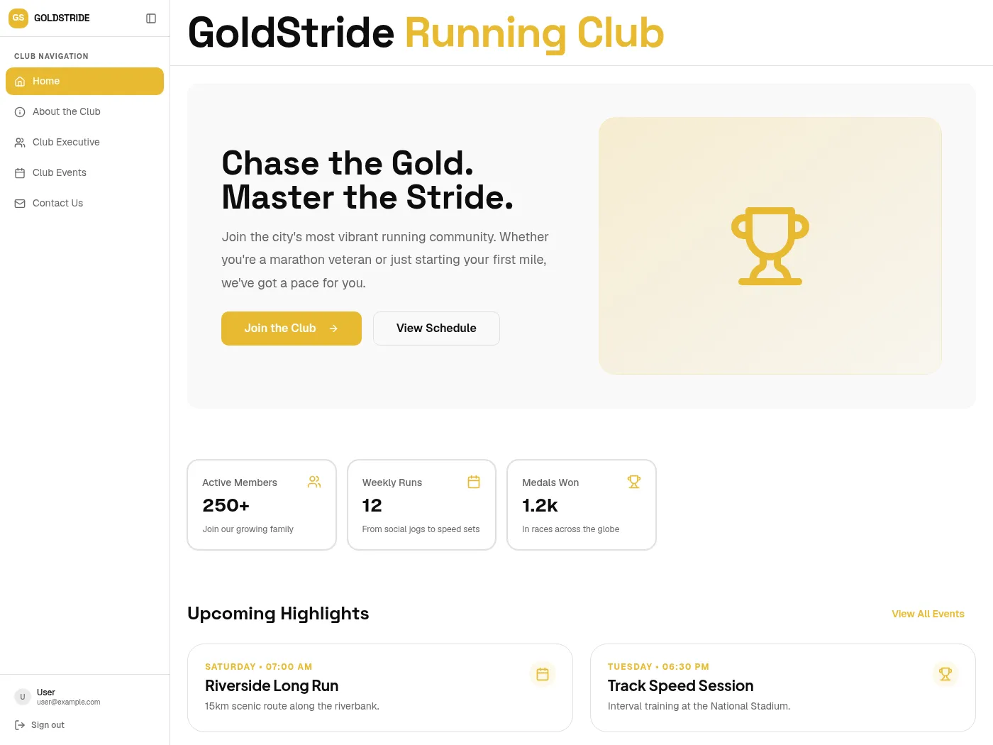 GoldStride Club Site