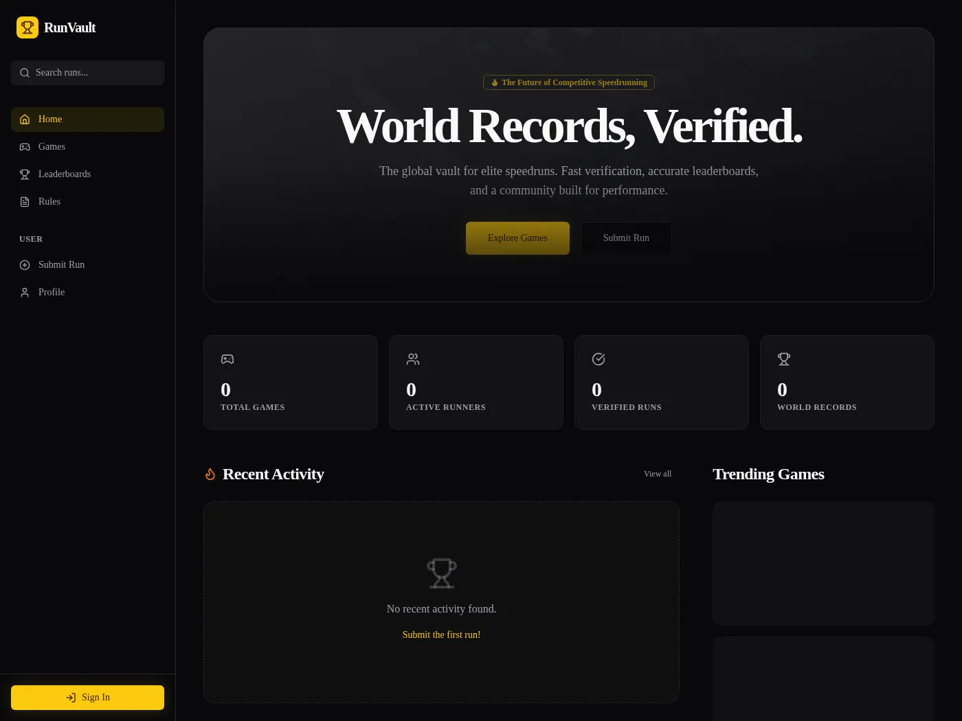 RunVault Esports Leaderboard