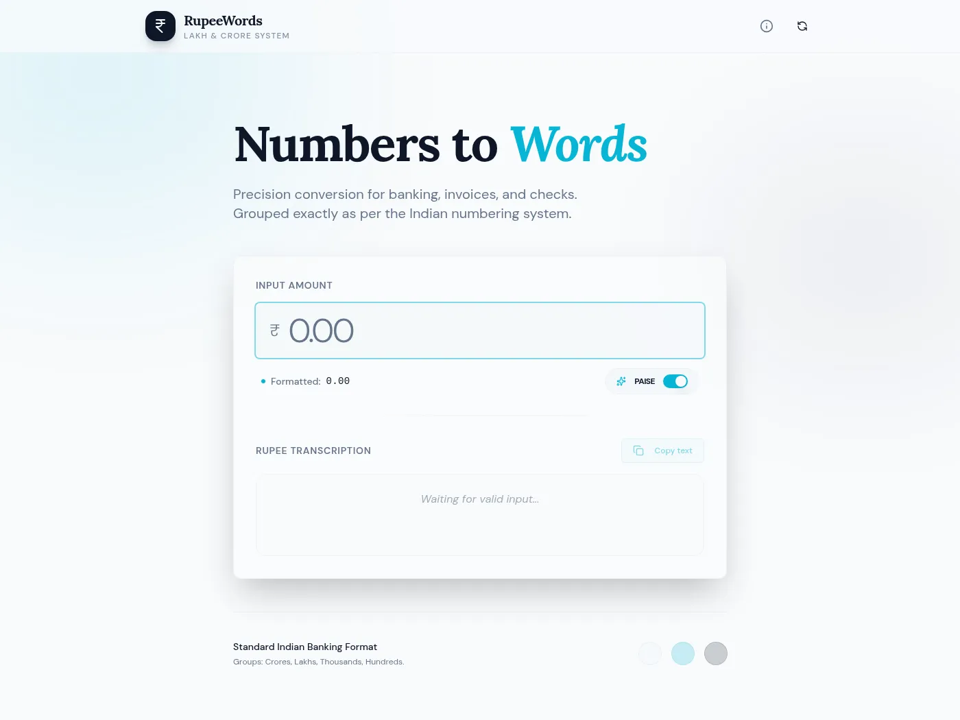 Rupee Text Converter