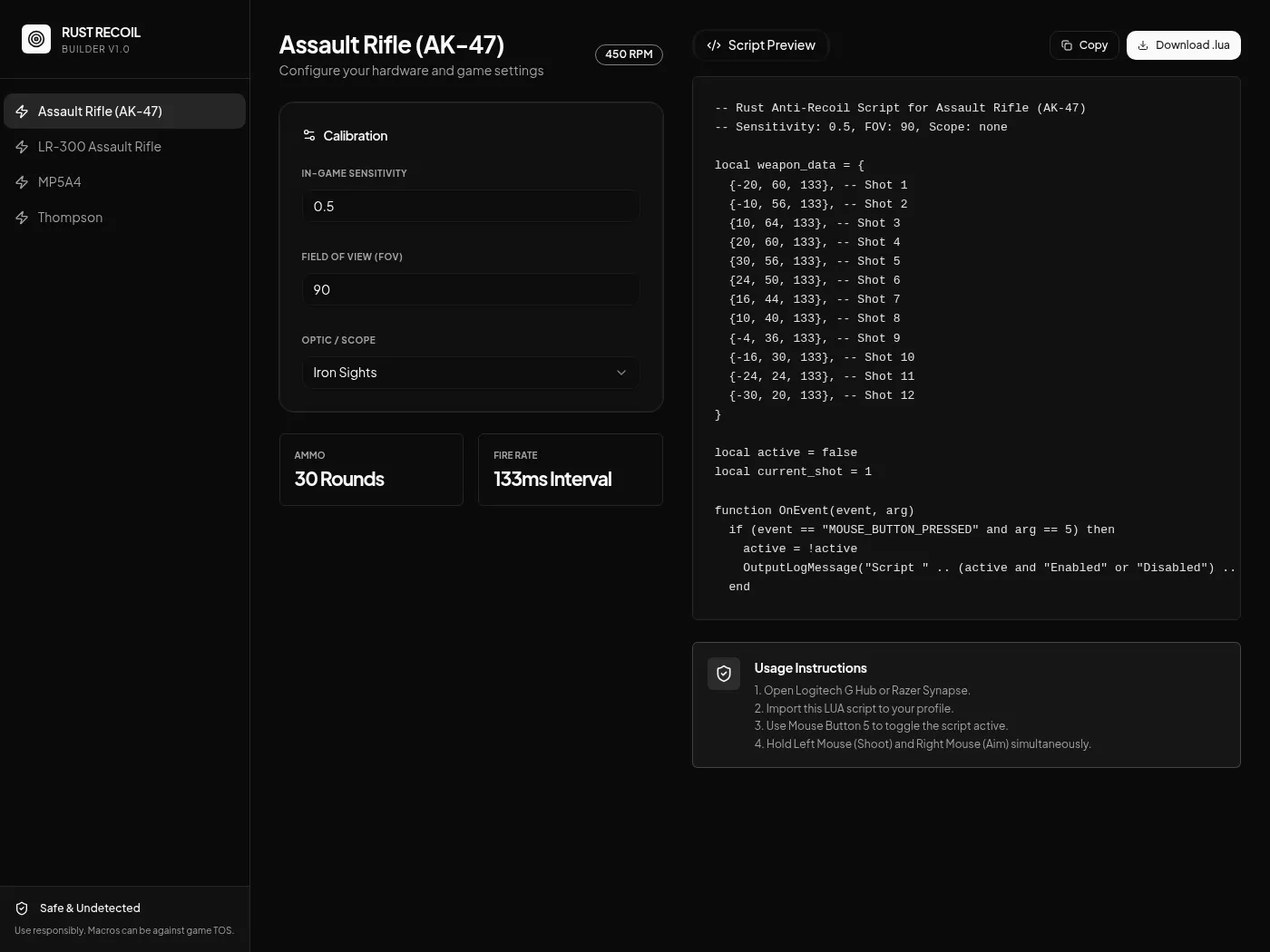 Rust Recoil Script Builder