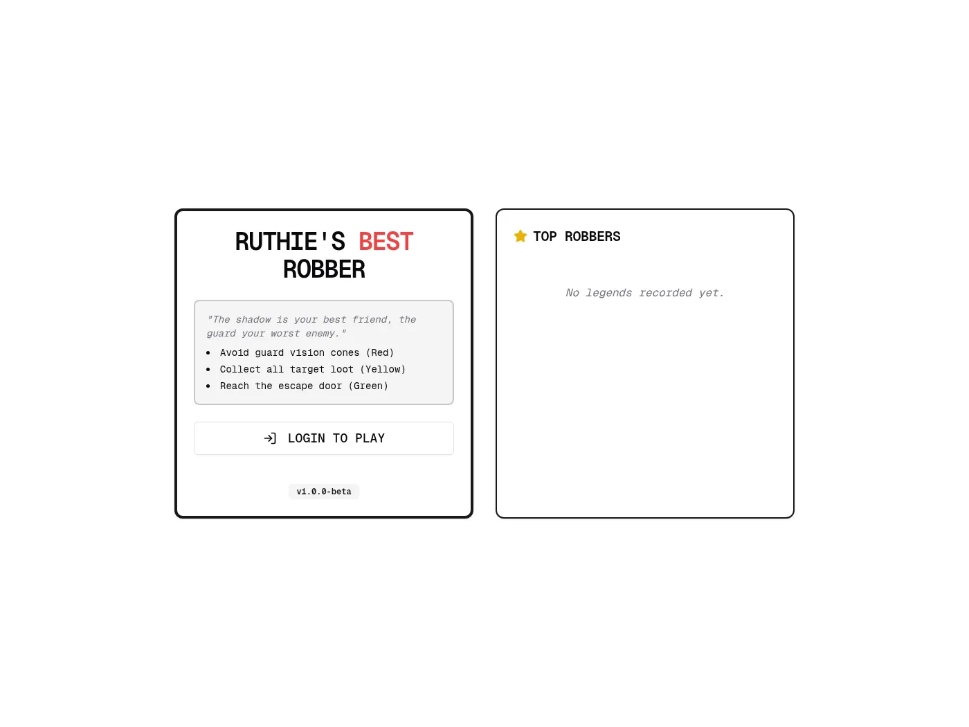 Ruthie's Best Robber Game